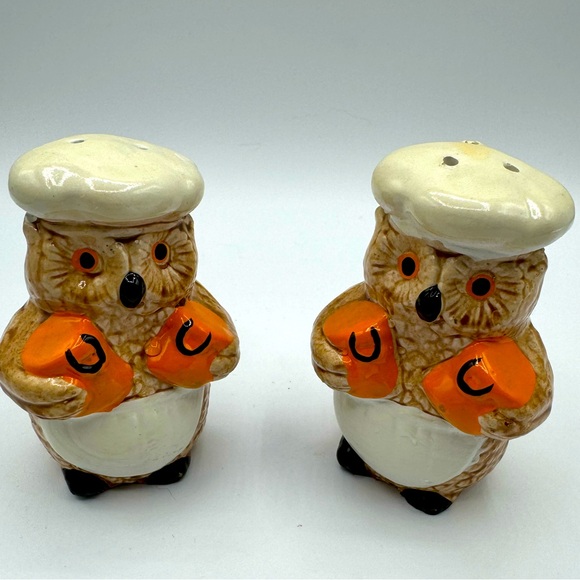 None | Kitchen | Vintage Owl Baker Cap Apron Holding Canisters Salt And ...